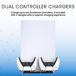 Surge Multi-Function Charging Stand for Playstation 5 PS5 Digital and Disc Version with Cooling Fans, 2 Charge Docks for DualSense Controllers, 4X USB-C adapters, 2X USB-A Ports