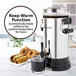 HomeCraft 40 Cup Coffee Urn and Hot Beverage Dispenser with Quick-View Brewing and Dripless Faucet, Stainless Steel