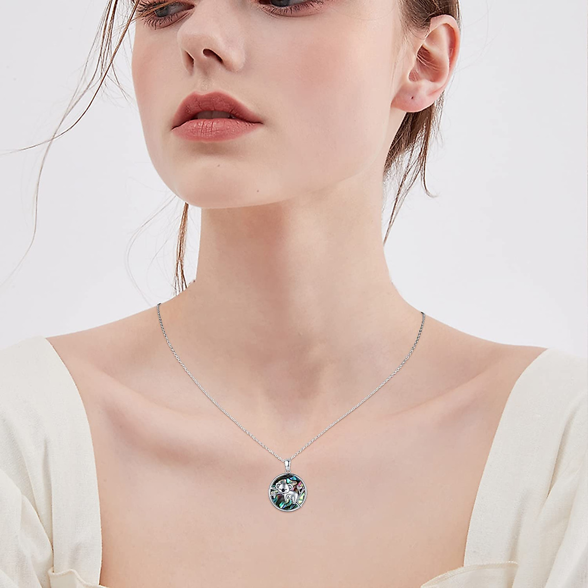 JUSTKIDSTOY Koala Necklace 925 Sterling Silver Abalone Shell Koala Bear Necklace Koala Jewelry Graduation Gifts for Women Animal Lovers