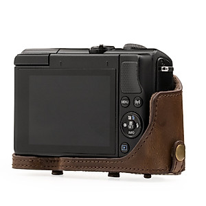 MegaGear Canon EOS M100, M200 (15-45mm) Ever Ready Leather Camera Case and Strap, with Battery Access - Dark Brown - MG1326