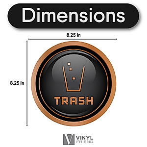 Recycle and Trash Sticker Set - 4 Pack 5.5" Circle - Elegant Look for Trash Cans, Containers, and Garbage Bins - Laminated UV Protected Vinyl Decal (Copper, Small)