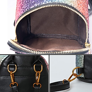 SEALINF Women Girl Bling Mini Backpack Convertible Shoulder Cross Bags Purse (black-2)