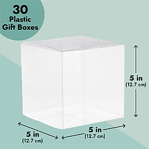 Juvale 30-Pack Clear Gift Boxes - 5x5x5 In Square Plastic Transparent Favor Boxes for Wedding, Baby Shower, Birthday Party