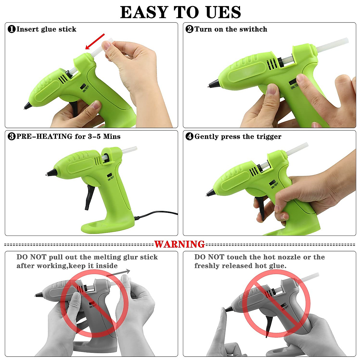 Cordless Hot Glue Gun, Glue Gun Cordless & Rechargeable, Cordless Gun Glue, USB Glue Gun with 30 Glue Gun Sticks & Battery Operated & Charger Glue Guns Kit for Crafts DIY Arts Home Repairs