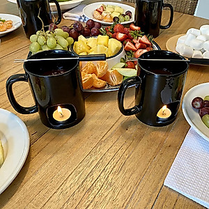 Evelots Mini Fondue Pot Set/Personal Fondue Mugs-Chocolate/Cheese/Fondue Maker Gift Set/2 Ceramic Mugs/Forks/Candles