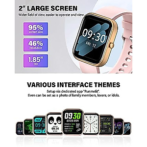 Vikie Smart Watch, Call Function, 2.0" Screen, IP67 Waterproof Smartwatch for iPhone & Android Phones with Bluetooth, Voice Assistant, Heart Rate/Blood Oxygen Monitor Fit Tracker for Women Men (Pink)