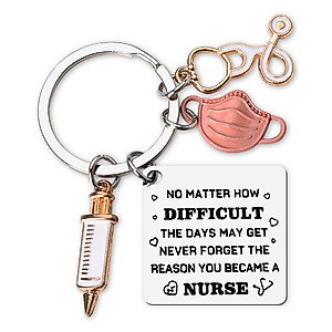 Guqqeuc Nurse Graduation Gifts Stethoscope Syringe Keychain for Doctor Nurse Appreciation Gifts for Women Nursing Grad Keyrings for Nurse Student Inspirational Gifts for Nurse Practitioner