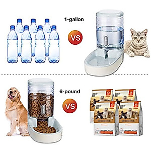 Ika Omnis Automatic Dog Cat Feeder and Water Dispenser Set with Food Scoop for Small/Medium Pet Puppy Kitten - Big Capacity 1 Gallon x 2