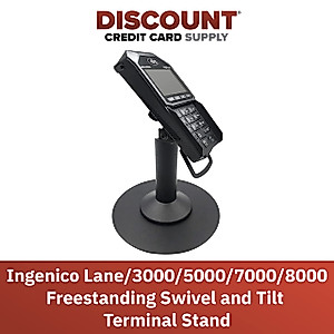 Discount Credit Card Supply DCCStands Ingenico Lane/3000/5000/7000/8000 7" Freestanding Swivel and Tilt Terminal Stand with Round Plate, Black