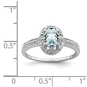 925 Sterling Silver Polished Diamond and Aquamarine Ring Size 7 Measures 2mm Wide Jewelry Gifts for Women