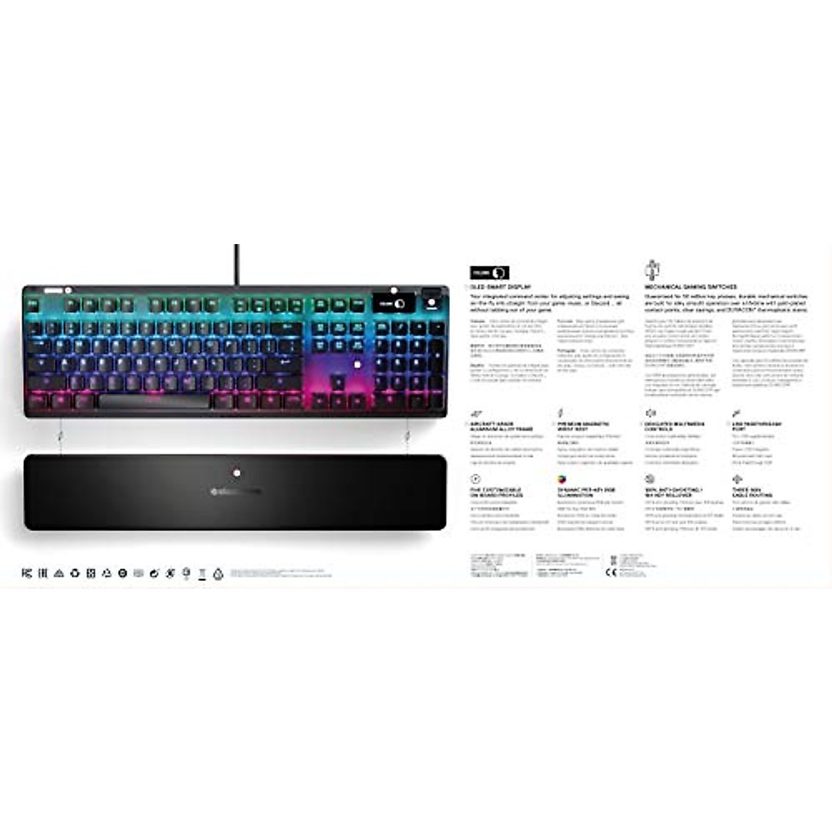 SteelSeries Apex 7 - Mechanical Gaming Keyboard – OLED Smart Display – Brown Switches - French AZERTY Layout