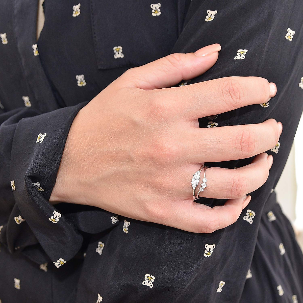 Blossom and Hue 18K Gold Plated Sterling Silver & Cubic Zirconia Curved Wedding Band