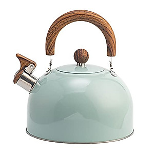 2.5L Tea Kettle, Toptier Teapot Whistling Kettle with Wood Pattern Handle Loud Whistle,Suitable for gas stove, induction hob, electric stove, ceramic and halogen stove▂19 * 21CM/7.5"*8.3"