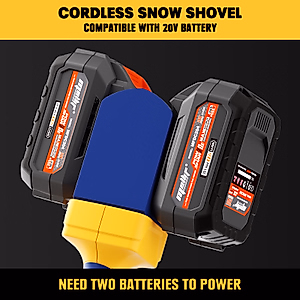 40V Cordless Snow Shovel Compatible with Dewalt 20V Battery(Tool Only), Electric Power Snow Thrower, Handheld Snow Blower with 13.2" in. Width 8" in. Depth, 26.5' ft Throwing Distance