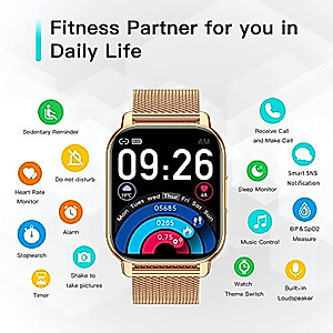 Popglory Smart Watch Call Receive/Dial, 1.85'' Smartwatch with AI Voice Control, Blood Pressure/SpO2/Heart Rate Monitor, Fitness Tracker Watch with 2 Straps for Men & Women iOS & Android Phones