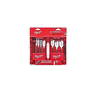 Milwaukee 49-22-0175 8-Piece Universal Quik-Lok Flat Boring Spade Bit Set w/ Carrying Case