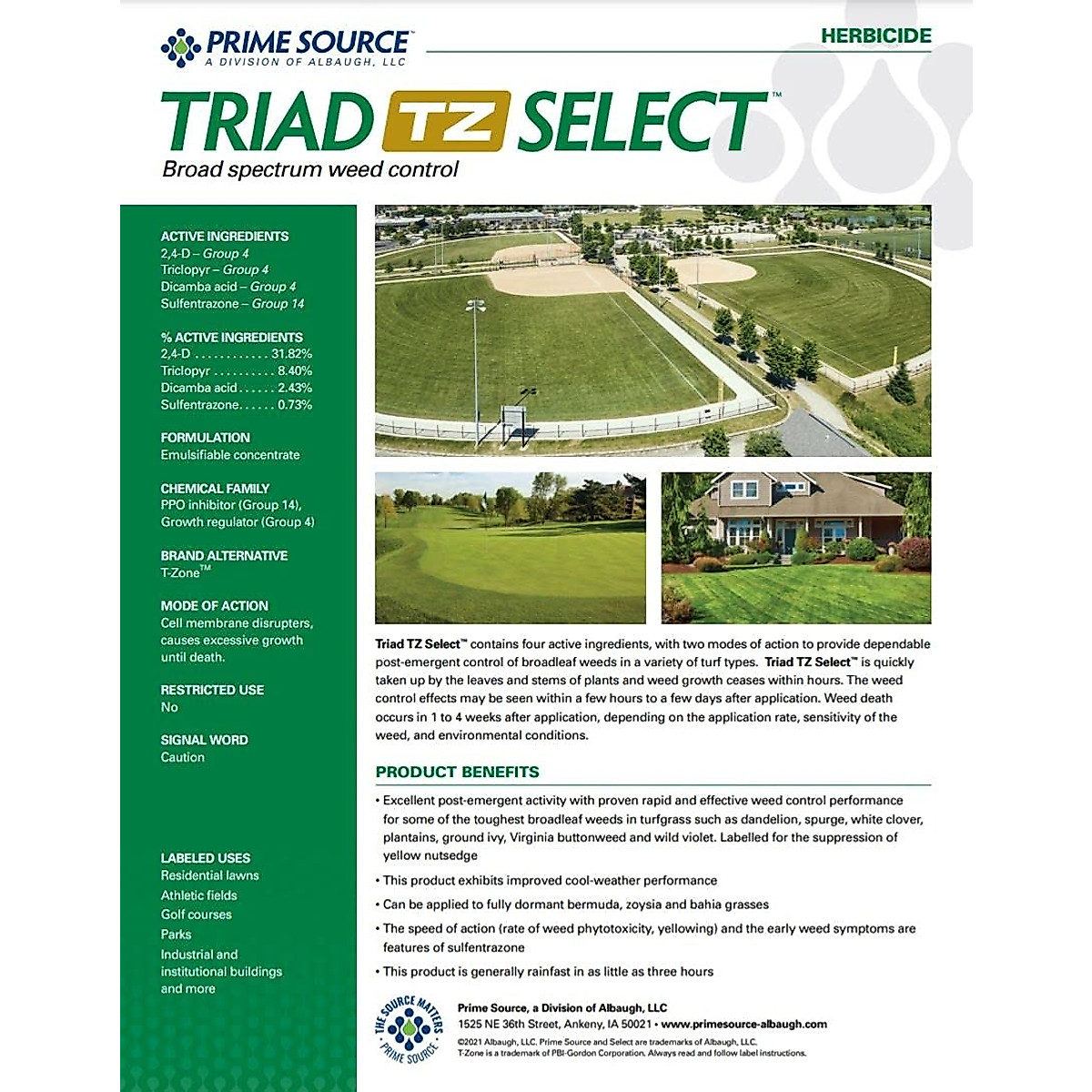 Select Source Triad TZ | 4-Way Combination Herbicide (Compare to T Zone) | Dependable Post-Emergent Broadleaf Weed Control (Quart)