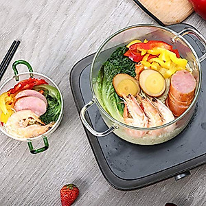 DOITOOL Glass Pots for Cooking On Stove Clear Heating Salad Fruit Serving Bowl Microwave Safe Home Kitchen Porridge Soup Noodles Food Storage （1350ml）