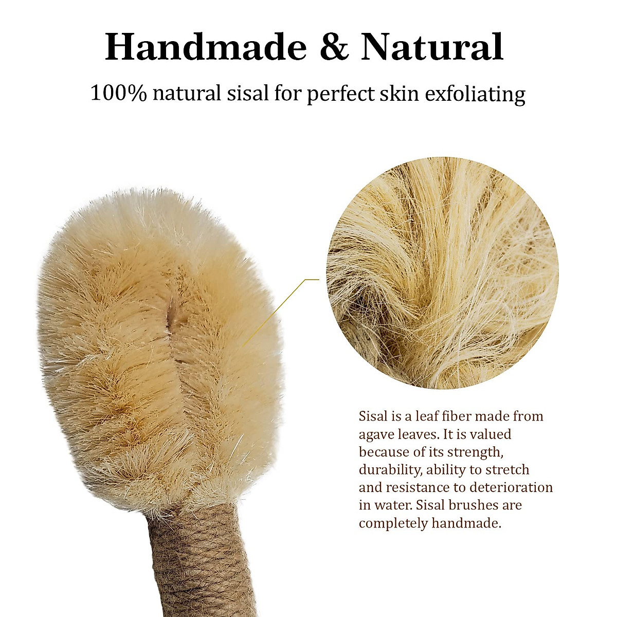 Sisal Dry Body Brush, Natural Bristle Exfoliating Brush, Body Scrubber for Skincare and Beauty to Improve Blood Circulation Exfoliate Skin, Healthy Therapeutics, Reduce Cellulite, Stop Ingrown Hairs