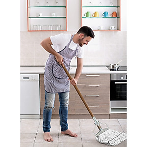 ILOT 59" Mop Spring Commercial Mop Handle Pack of 2 Industrial Mop Steelhead with Wooden Handle Wet Mops for Floor Cleaning Heavy Duty