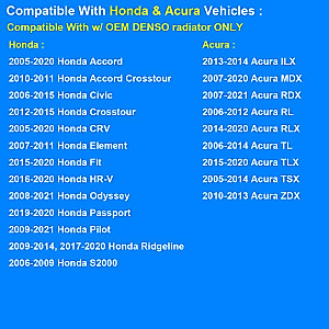 Radiator Cap, Replace 19045-RAA-003, 19045RAA003, 19045 RAA 003 Compatible with Honda, Acura - Accord, Civic, CRV, Element, Fit, Odyssey, Pilot, Ridgeline, S2000, MDX, TL, RDX, RL, RLX, TLX, TSX, ZDX