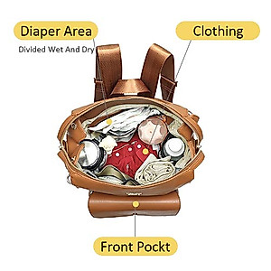 miss fong Diaper Bag Backpack Baby Diaper Bag,Leather Diaper Bag Backpack Diaper Bag Purse with 13 Pockets Diaper Bag Organizer, Changing Pad, Stroller Straps,4 Insulated Pockets