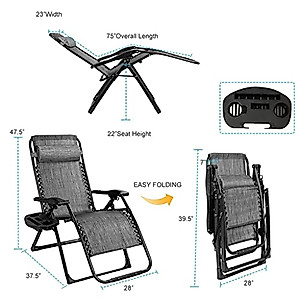 WYFDP Leisure Chair Patio Folding Recliner Gray