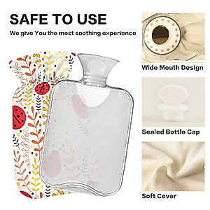 Ladybug Hot Water Bottle with Cover 1L Small Hot Water Bag for Pain Relief Cramps BAP Free