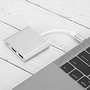 Shanrya Converter, 3 in 1 Type‑c Adapter, 1PCS Plug and Play for Education Presentations Films Exhibitions(Silver)