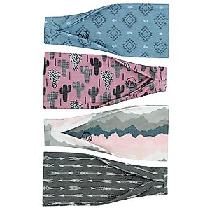 Maven Thread Women's No-Slip Sweat-Wicking Headband for Exercise and Yoga, 4-Pack (Tribe)