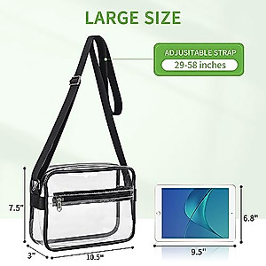 MAY TREE Clear Crossbody Bag Stadium Approved Clear Messenger Bag Suitable for Work, Travel, Concert and Sport Event
