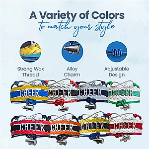 Cheer Charm Bracelet- Girls Infinity Love Adjustable Cheerleading Jewelry in Team Colors - Gift For Cheerleader