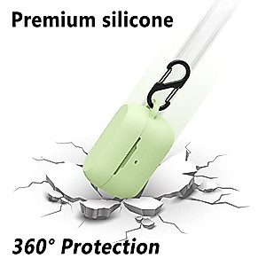 Geiomoo Silicone Case Compatible with Jabra Elite 85t, Protective Cover with Carabiner (Luminous Green)