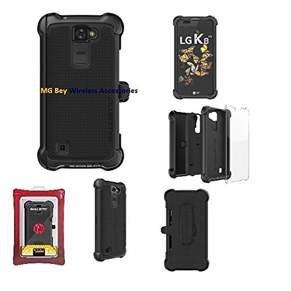 Ballistics Jacket TJ Maxx, Original Black Heavy Duty Cover Case W/shock Impacts 8 Feet Protection Durable Swivel Belt Clip for LG K8 / Phoenix 2/ Escape 3 Cellphone