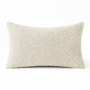 MIULEE Decorative Throw Pillow Cover 12 x 20 Inch Beige Pillowcase Lumbar Pillow Cover Textured Boucle Sofa Couch Home Decors for Living Room Woven Modern Cushion Case