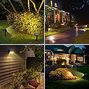 WELALO Solar Spot Lights Outdoor, [6 Pack/52 LED/3 Modes] 2-in-1 Solar Landscape Spotlights, Solar Powered Security Lights, IP65 Waterproof Wall Lights for Walkway Yard Garden Driveway(Warm White)