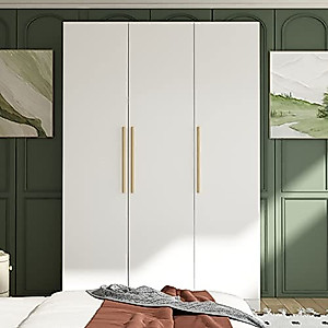FAMAPY 3 Doors Wardrobe with Shelevs, Armoire Wardrobe Closet with Hanging Rod, Wooden Handles, Armoire Closet for Bedroom White (47.2”W x 18.9”D x 70”H)