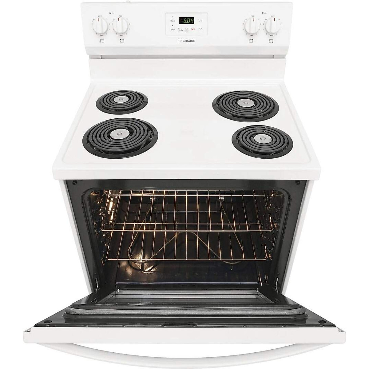 Frigidaire FCRC3012AW 30" Electric Range with 4 Coil Elements 5.3 cu. ft. Oven Capacity Store-More Storage Drawer Electronic Kitchen Timer in White