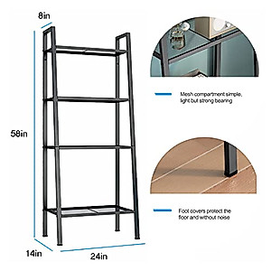 zakamaur Ladder Shelf 4 Layer Metal Storage Shelves Bookshelf Plant Stand for Kitchen Bath Room Living Room, Black…