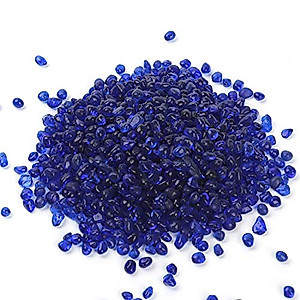 Reflective Tempered High Luster Fire Glass, Fire Pit Glass Gravel,Fire Glass Rocks Pebbles,Glass Beads Gems for Fish Tank Aquarium Garden Decoration 3-6mm 305g/10.75oz/0.67lb (Sapphire Blue)