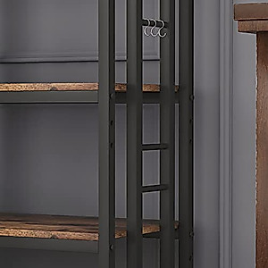 lovemanxi 4-Tier Kitchen Baker's Rack , Free Standing Microwave Oven Stand Utility Storage Shelf Island Coffee Bar for Living Room, Home Office（Rustic Brown）, (xishk-x12)