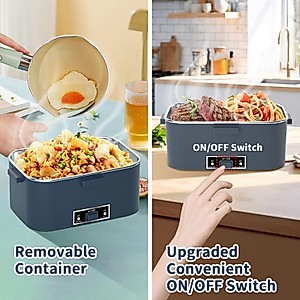 IFENROL Electric Heated Lunch Box for Adults, 100W 3-IN-1 1.8L Heated Lunch Box for Men Portable with Double Layer 2 Container, Fast Heating Food Warmer,12V/24V/110V for Car Truck Office Home Travel