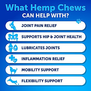 Hemp Hip and Joint Supplement for Dogs - Glucosamine for Dogs - Dog Joint Pain Relief Treats - Hemp Chews for Dogs Chondroitin - MSM - Mobility Support - Advanced Canine Joint Health - 120 Chews