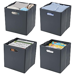 Vadidiya Plastic Folding Storage Cube Bins, Collapsible Storage Cubes, 4 Packs