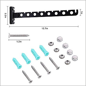 COTTAGE LIFE Wall Mounted Clothes Hanger Rack Black Laundry Hanger Dryer Rack Clothes Rack Wall Mount Stainless Steel Wall Clothes Hanger Foldable Laundry Hanging Rack Wall Mount