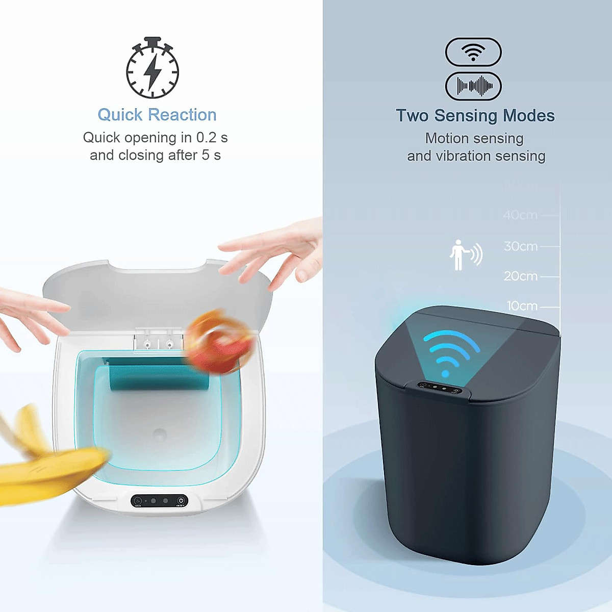 XMHSSFF Sensor Trash Can Automatic Trash Can Garbage Can 16L,Touchless Rubbish Box with Auto Seal Lid for Office Bedroom Washroom Indoor Small Trash Can, White