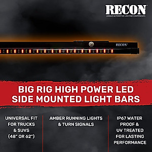 Recon 26414 62" Big RIG LED Side Mounted Running Light Kit in Amber - Fits All Extended & Quad Cab Trucks