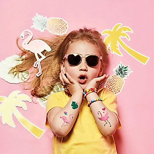 Cerlaza 235 Styles Hawaiian Luau Flamingo Temporary Tattoos for Kids Girls, Tropical Summer Fake Tattoo Stickers Aloha Beach Pool Party Supplies Favors Decorations (10 Sheets)