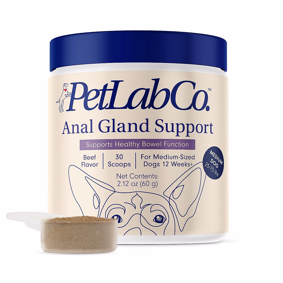 PetLab Co. Anal Gland Support Tailored Powder – Supports Anal Gland Health and Optimizes Stool Consistency - Easy to Use - Helps Target Scooting & Fishy Rears – for Medium Dogs
