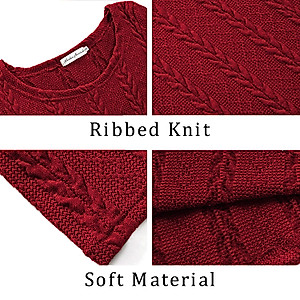 Mansy Womens Knitted Crewneck Sweater Dress Red Medium